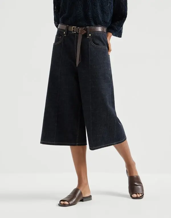 Brunello Cucinelli Denim Shorts With Monili Detail - Black