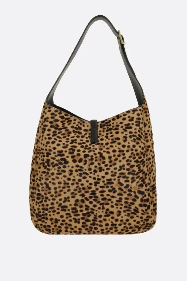 Saint Laurent Leopard Printed Logo Plaque Shoulder Bag