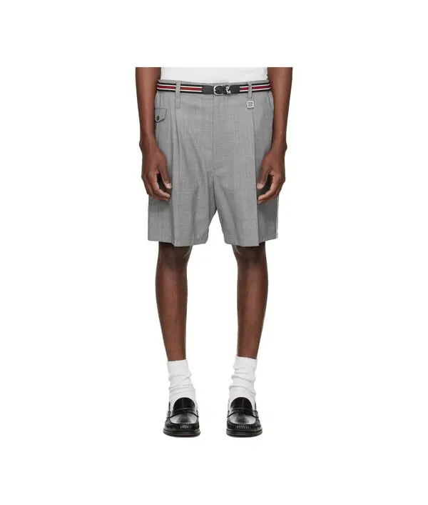 WOOYOUNGMI Pleated Belted Blend Twill Shorts
