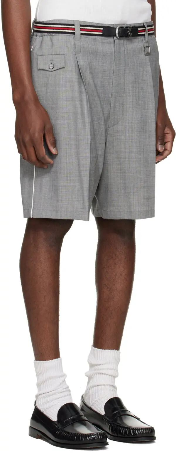 WOOYOUNGMI Pleated Belted Blend Twill Shorts