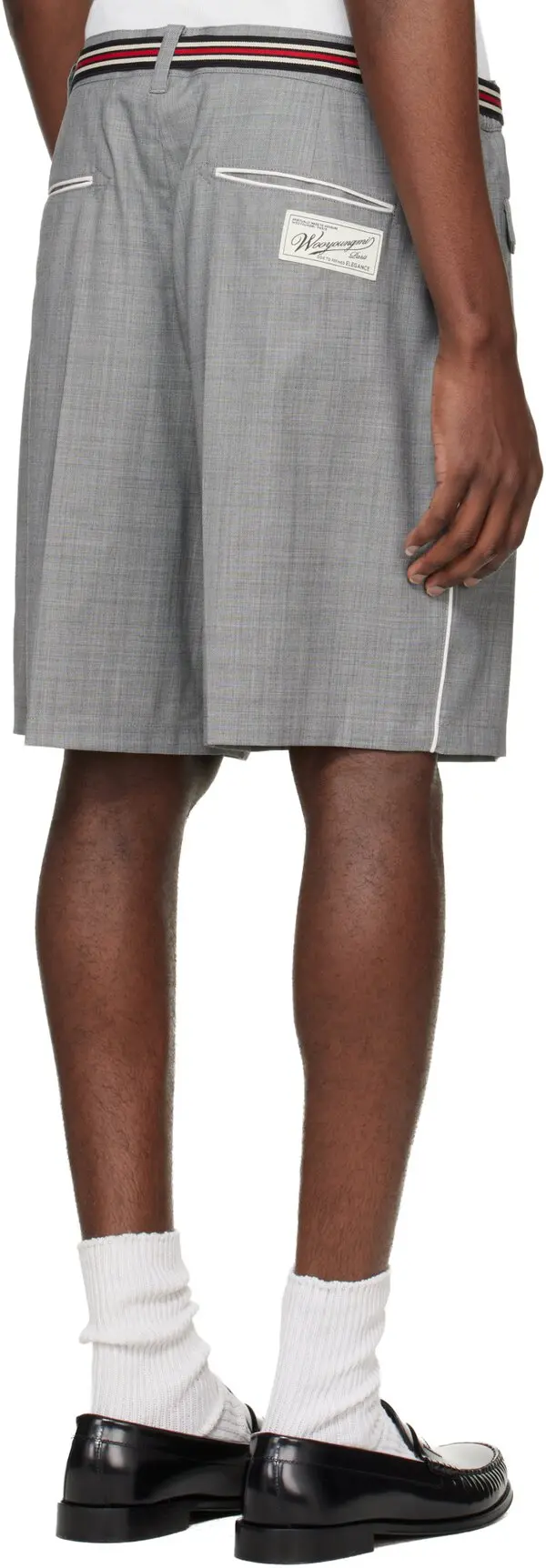 WOOYOUNGMI Pleated Belted Blend Twill Shorts
