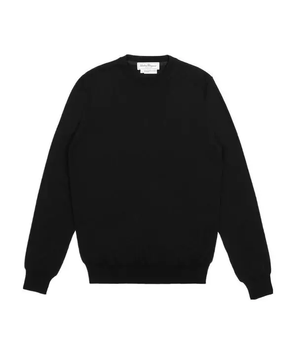 FERRAGAMO Round Neck Knitted Sweater - Black
