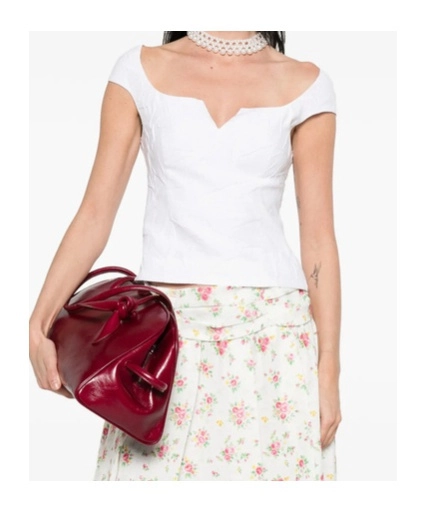 SHUSHU/TONG Off-the-shoulder V-neck Top With Back Zipper - No