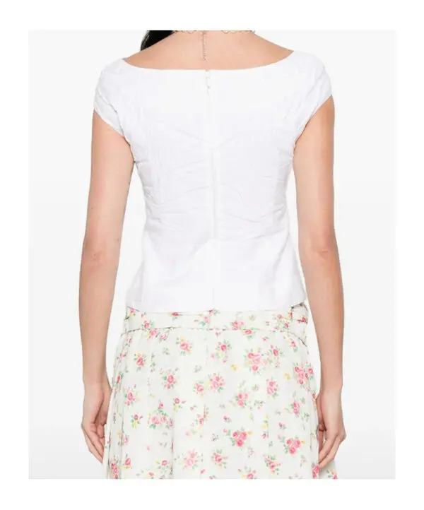 SHUSHU/TONG Off-the-shoulder V-neck Top With Back Zipper - No