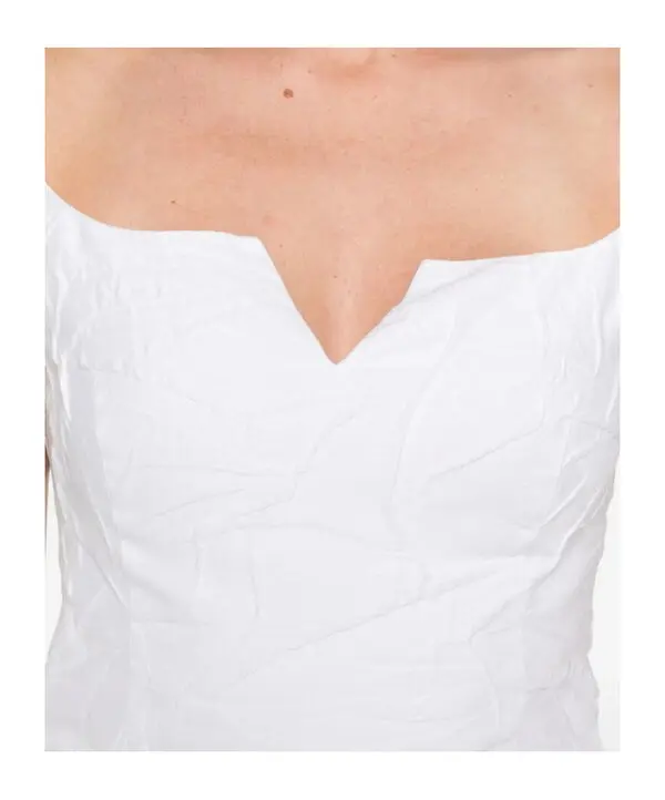 SHUSHU/TONG Off-the-shoulder V-neck Top With Back Zipper - No