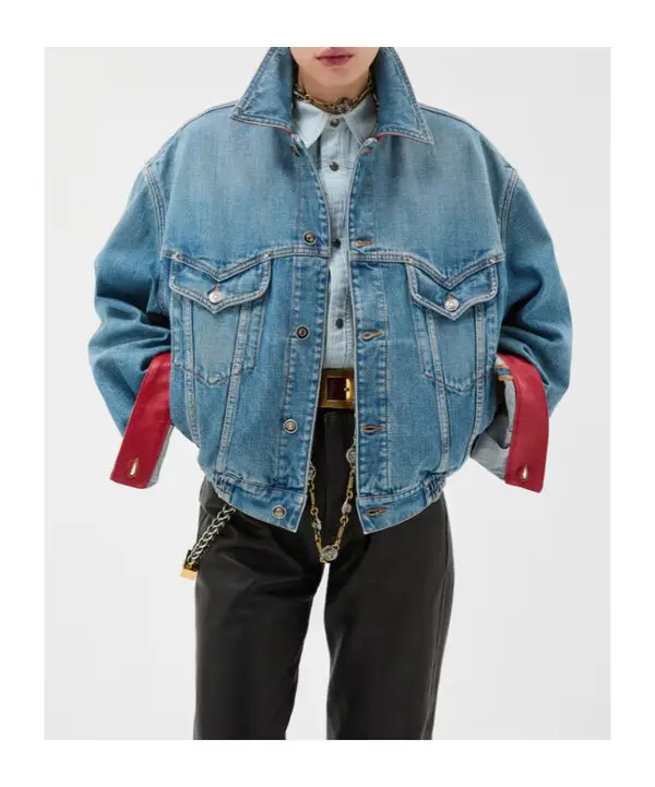 Versace Cropped Button-up Denim Jacket