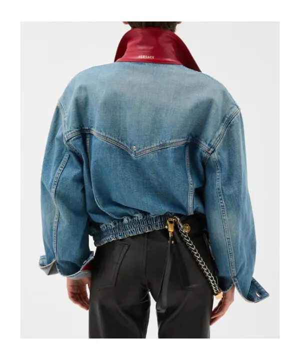 Versace Cropped Button-up Denim Jacket