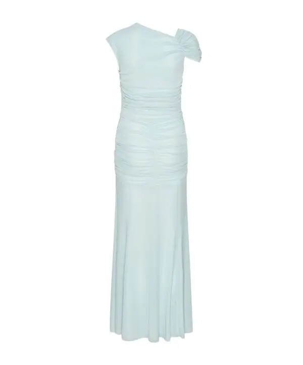 ROTATE BY BIRGER CHRISTENSEN Asymmetric Ruffled Maxi Dress - Light Blue