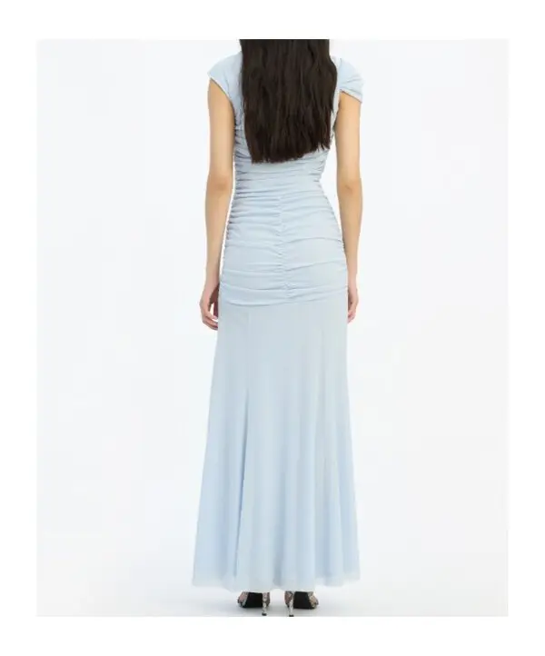 ROTATE BY BIRGER CHRISTENSEN Asymmetric Ruffled Maxi Dress - Light Blue