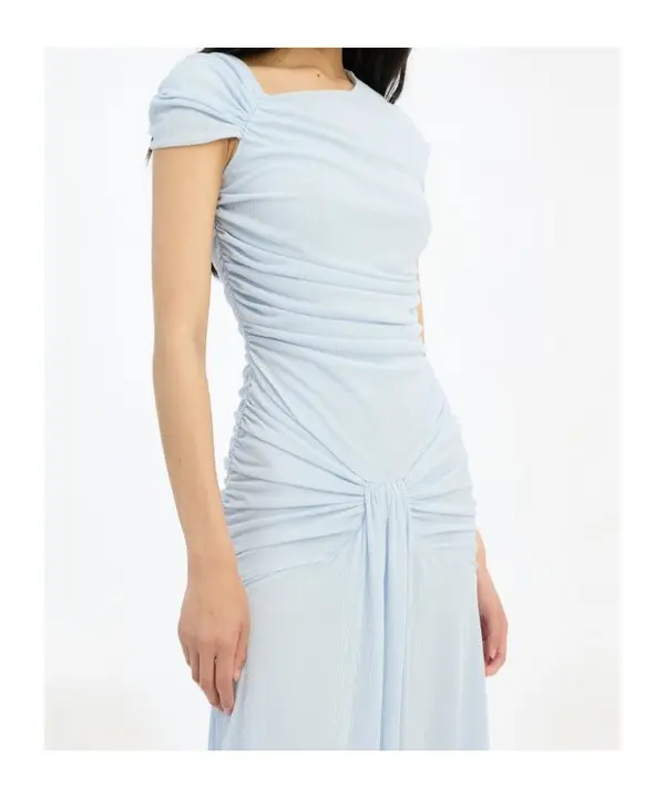 ROTATE BY BIRGER CHRISTENSEN Asymmetric Ruffled Maxi Dress - Light Blue