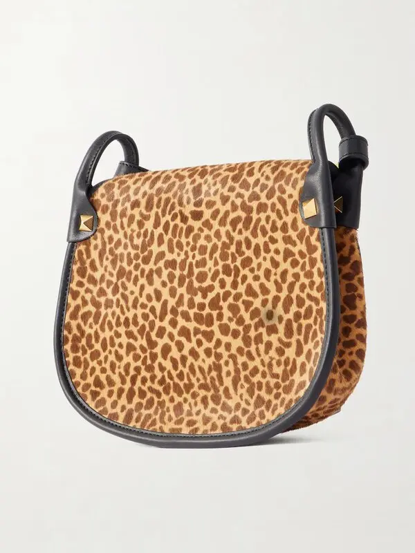 Valentino Garavani Calf Hair Shoulder Bag With Gold Tone Studs