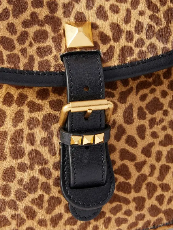 Valentino Garavani Calf Hair Shoulder Bag With Gold Tone Studs