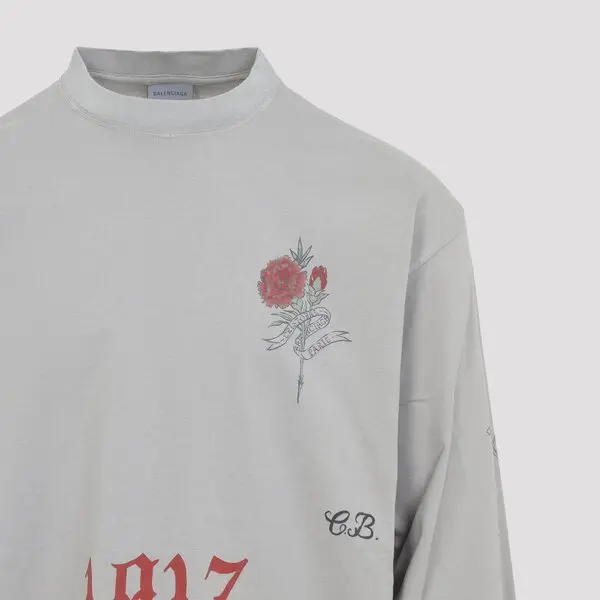 Balenciaga Rose Printed Crewneck Sweatshirt
