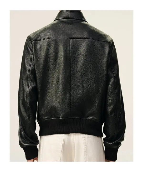 AMI Paris Zipped Leather Bomber Jacket