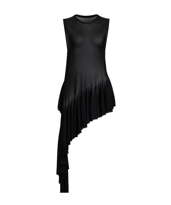 Alaïa Asymmetrical Godet Knit Top - Black
