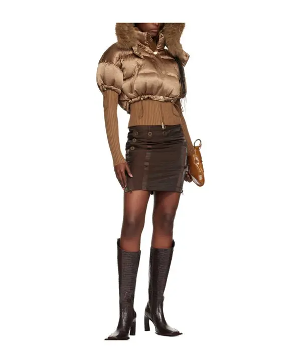 KNWLS Mabel Cropped Padded Jacket With Faux Fur Trim