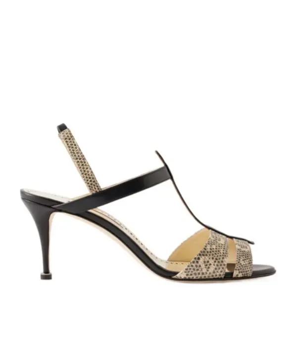 Manolo Blahnik Lizard-effect Leather Slingback Sandals - Nude