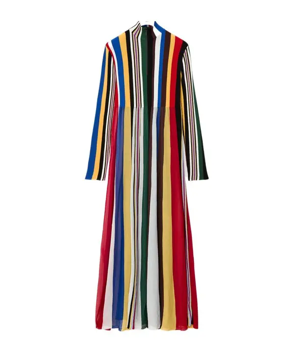 Loewe Striped Long Sleeve Maxi Dress - Red/multicolor