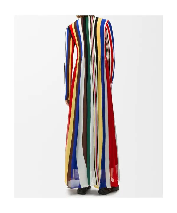 Loewe Striped Long Sleeve Maxi Dress - Red/multicolor