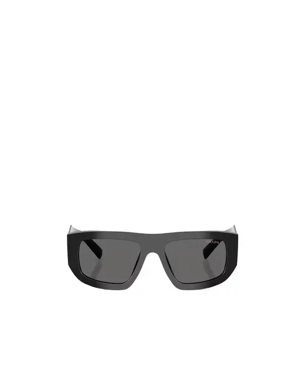 Prada Geometric Frame Sunglasses With Triangle Logo - Gray