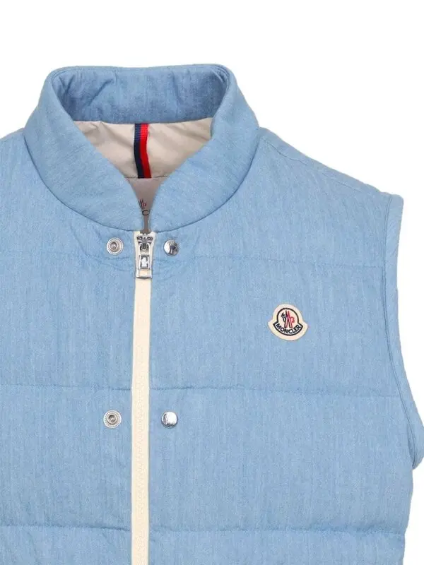 Moncler Logo Patch Padded Gilet - Light Blue