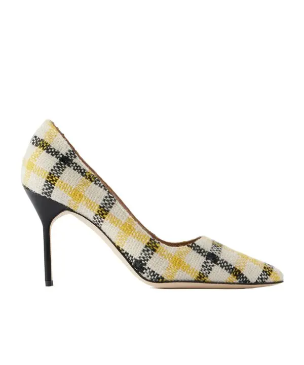 Manolo Blahnik Checked Tweed Pumps - Nude