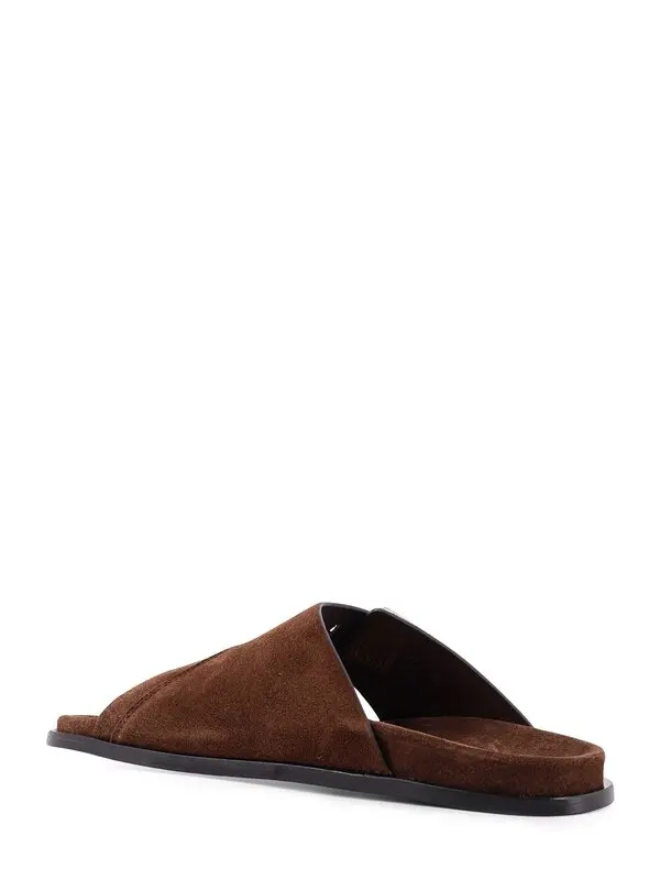 ALOHAS Buckled Slide Flat Sandals - Brown