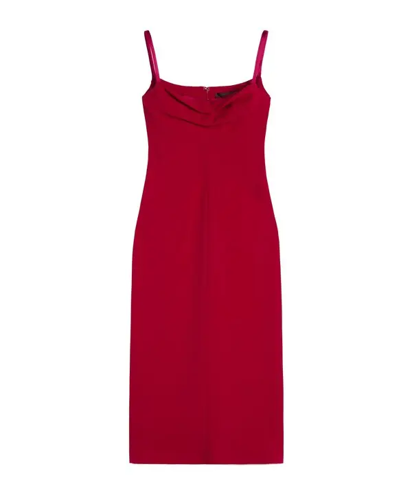 Max Mara Cowl Neck Spaghetti Strap Midi Dress