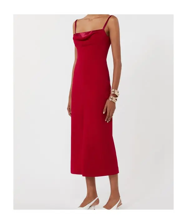 Max Mara Cowl Neck Spaghetti Strap Midi Dress