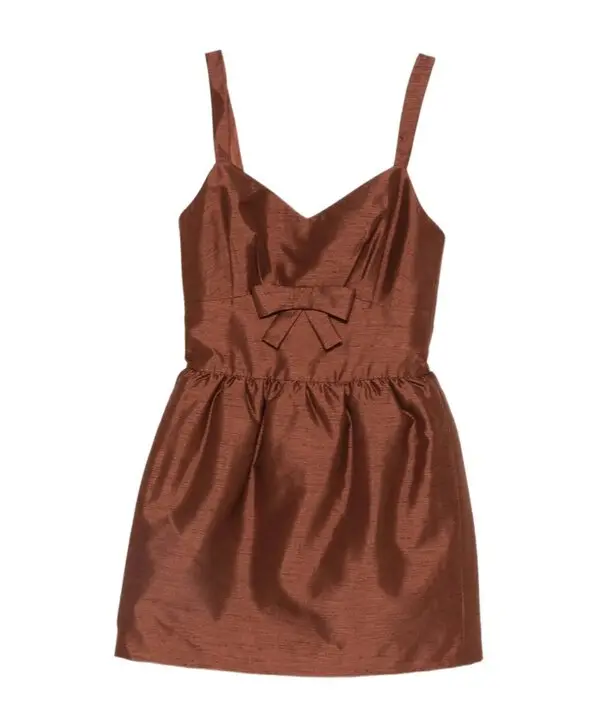 SHUSHU/TONG Bow Detail Mini Dress - Brown