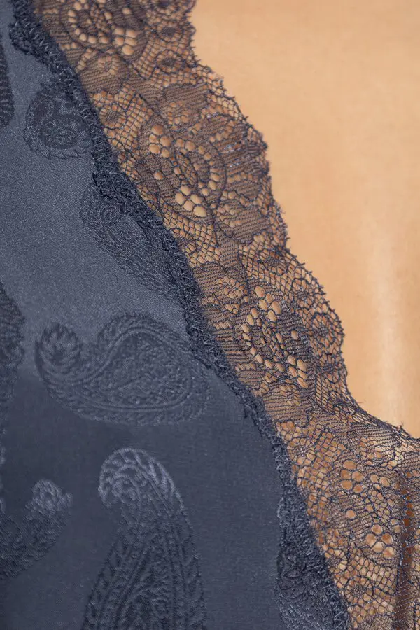 Zadig&Voltaire Paisley Pattern V-neck Short Sleeve Lace Trim Dress