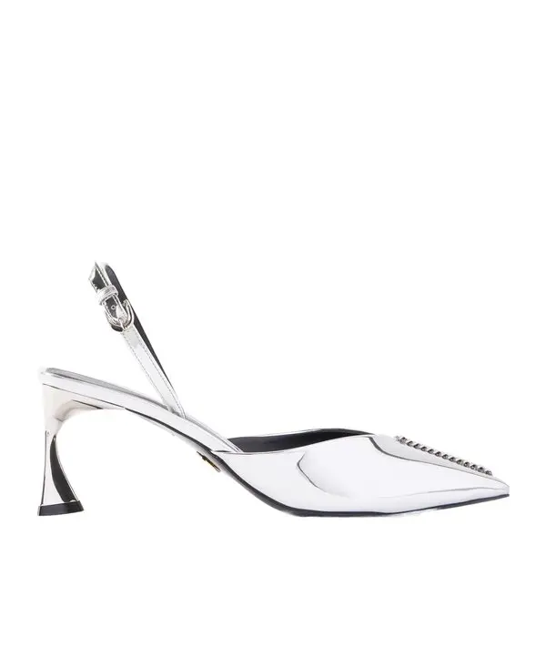Stella McCartney Elsa Embellished Metallic Slingback Pumps - White