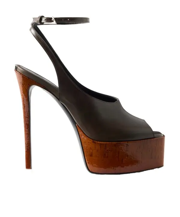 Attico Patent Leather Platform Sandals - Black