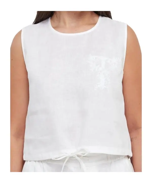 TWINSET Sleeveless Drawstring Hem Top - White