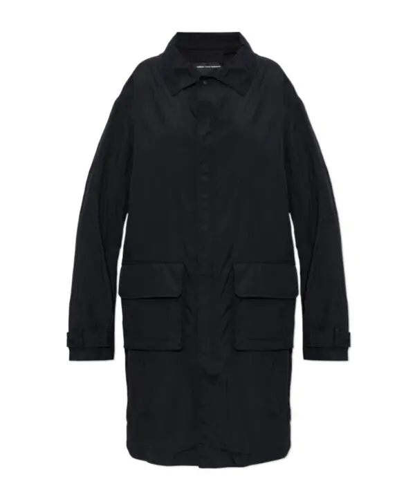 Y3 Long-sleeve Collared Coat With Flap Pockets