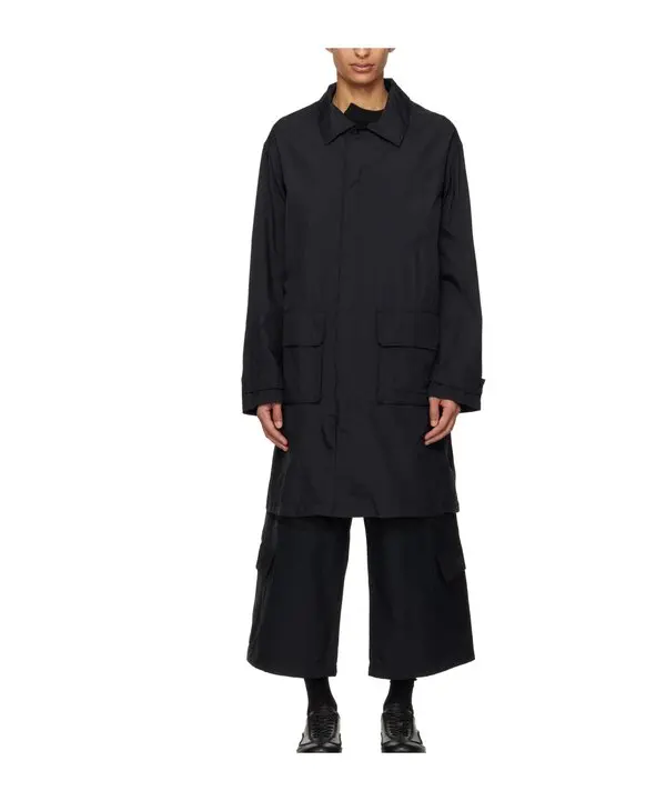 Y3 Long-sleeve Collared Coat With Flap Pockets