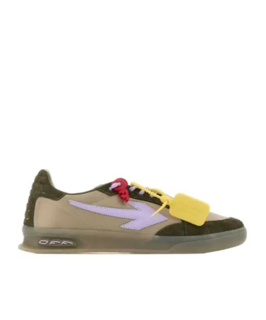 Off-White Round-toe Lace-up Sneakers With Logo Detailing