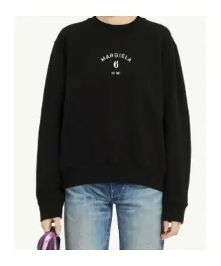 MAISON MARGIELA Logo Print Crewneck Sweatshirt - Black