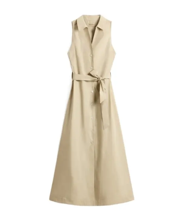 Woolrich Sleeveless Belted Shirt Dress - White Pepper