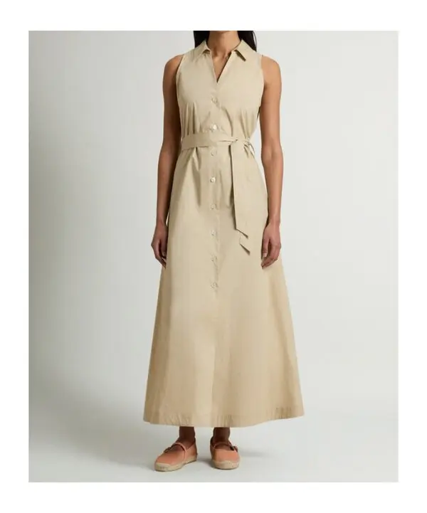 Woolrich Sleeveless Belted Shirt Dress - White Pepper