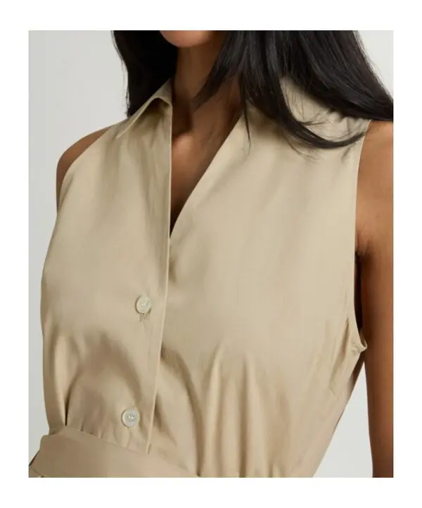 Woolrich Sleeveless Belted Shirt Dress - White Pepper