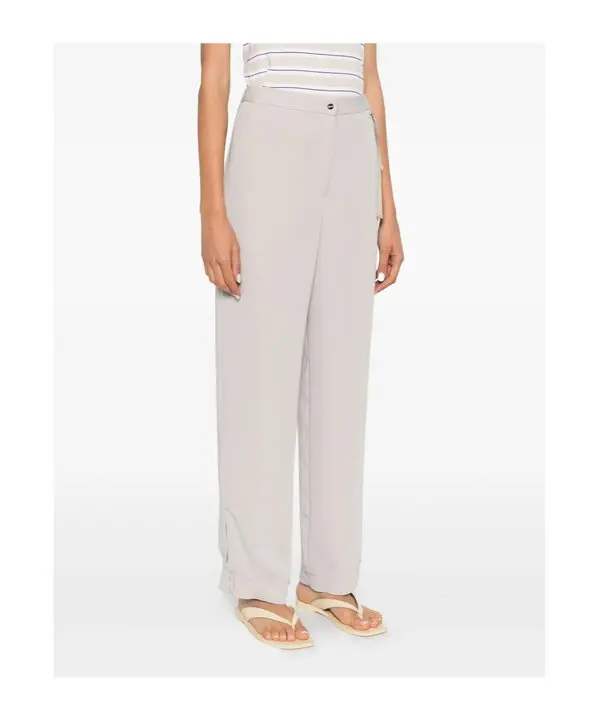 Herno Grosgrain-detail Slit-hem Trousers - Light Grey