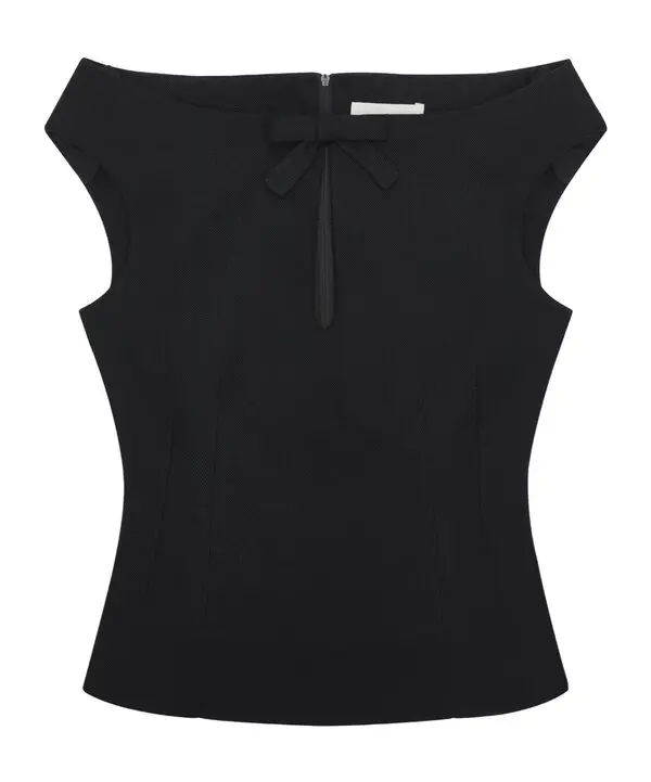 SHUSHU/TONG Sleeveless Top With Bow Detail - Black