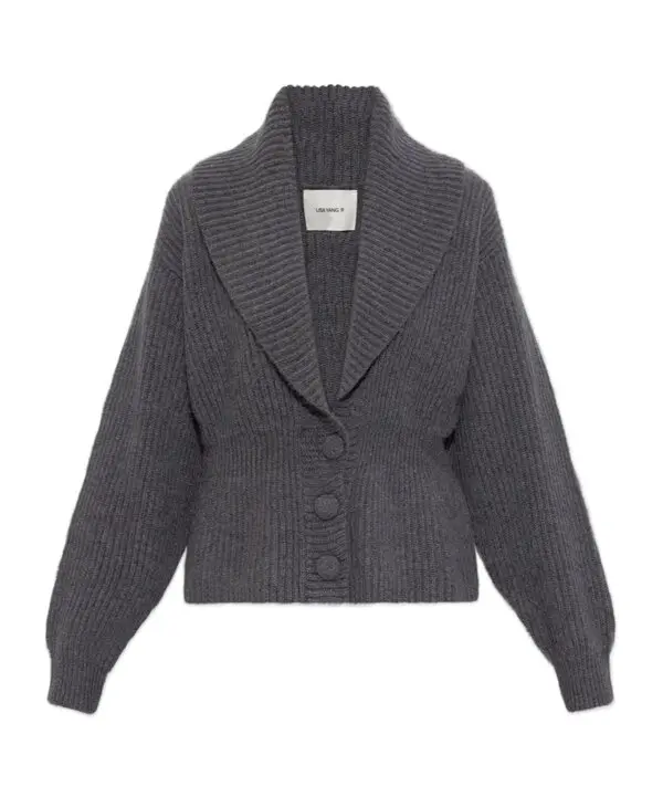 LISA YANG Shawl Collar Button Detailed Cardigan - Graphite
