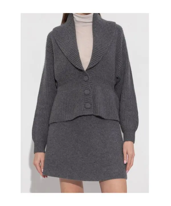 LISA YANG Shawl Collar Button Detailed Cardigan - Graphite