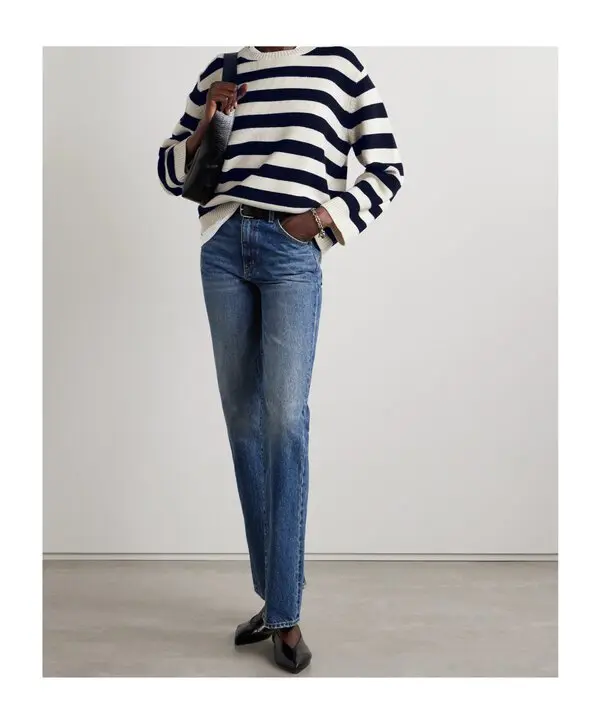 NILI LOTAN Trina Striped Crewneck Sweater