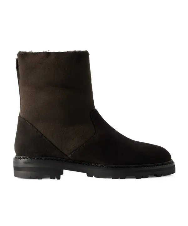 Manolo Blahnik Shearling-lined Suede Ankle Boots