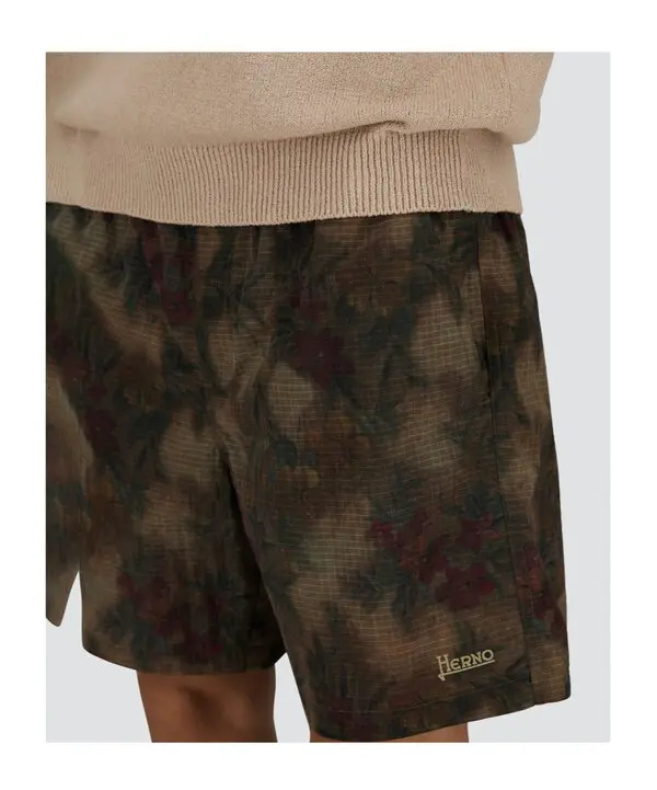Herno Floral Print Swim Shorts - Mud