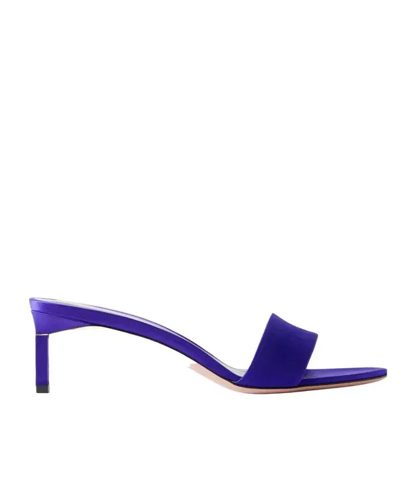 TOM FORD Satin Mules With Gold-tone T Emblem - Blue