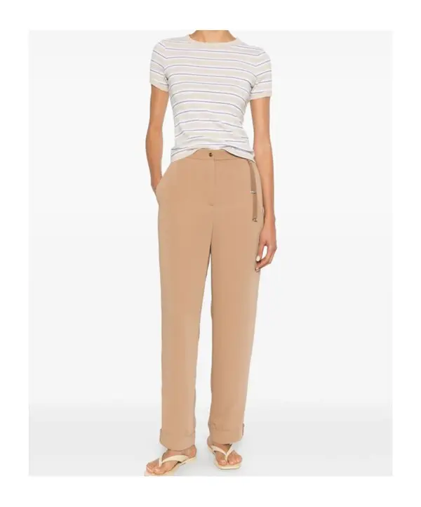 Herno Grosgrain-detail Slit-hem Trousers - Beige